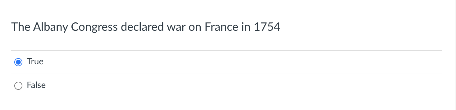 Solved The Albany Congress declared war on France in 1754 | Chegg.com