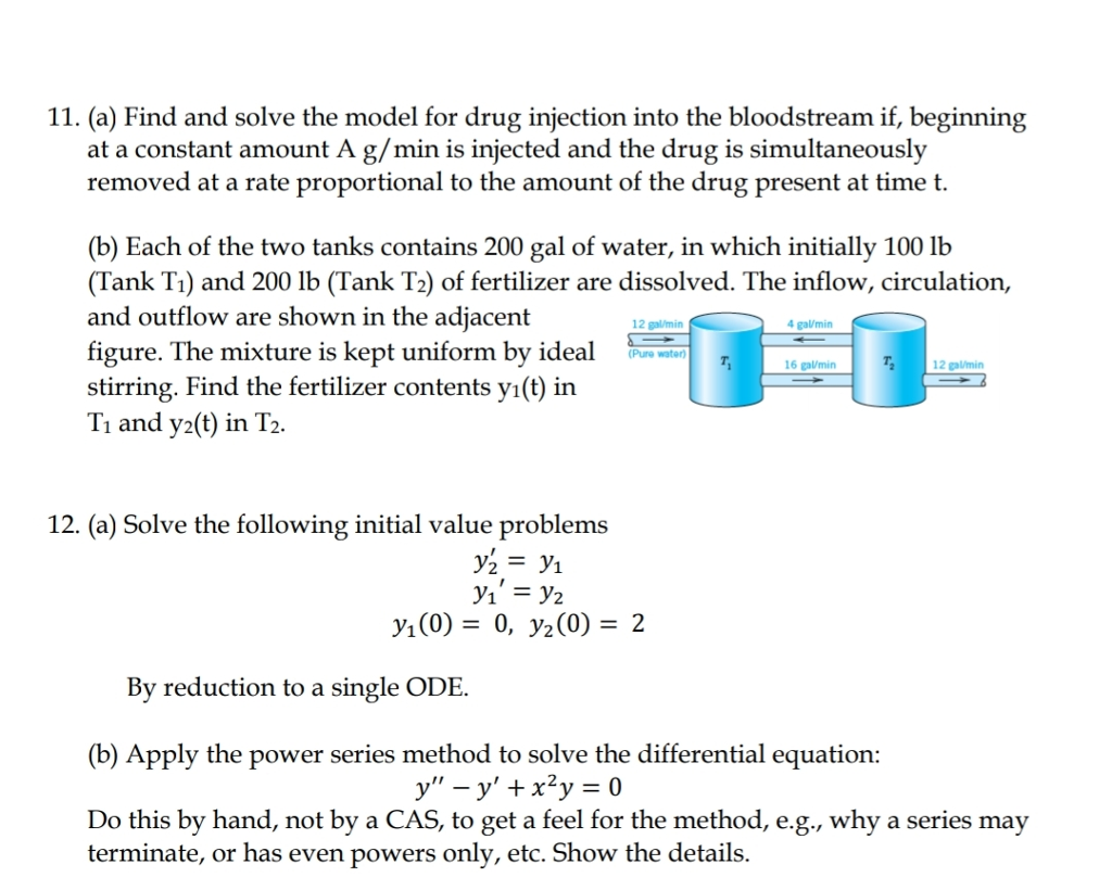 Solved 11. (a) Find and solve the model for drug injection | Chegg.com