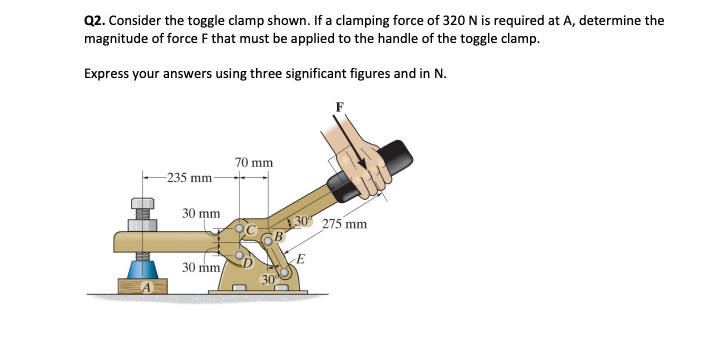 Solved Q2. Consider the toggle clamp shown. If a clamping | Chegg.com