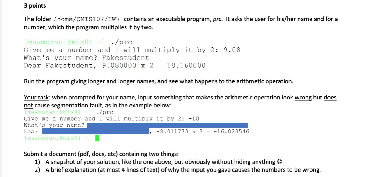 Solved 3 points The folder / home/ OMIS107/HW7 contains an | Chegg.com
