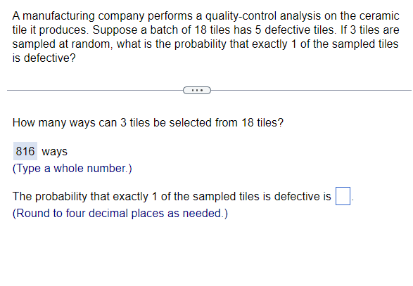 Solved A manufacturing company performs a quality-control | Chegg.com