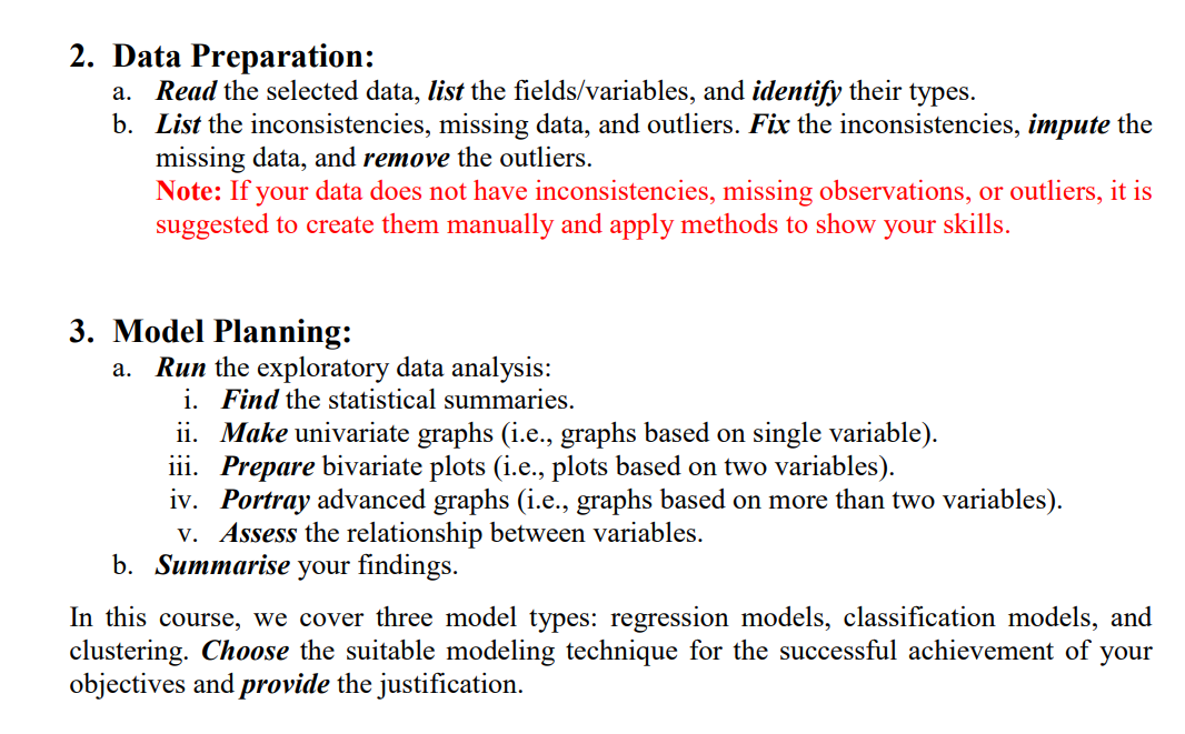 Solved 2. Data Preparation: a. Read the selected data, list | Chegg.com