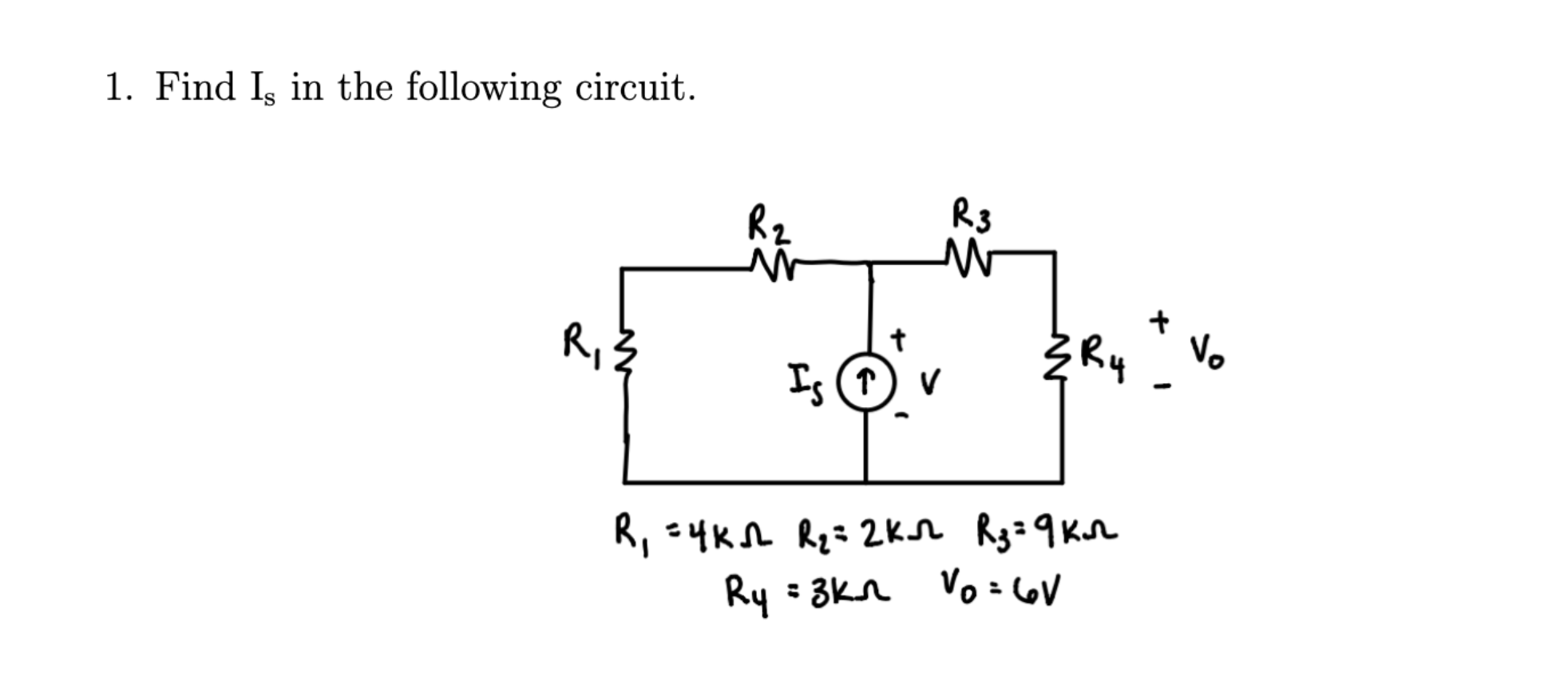 Solved 1. Find Is in the following circuit. | Chegg.com