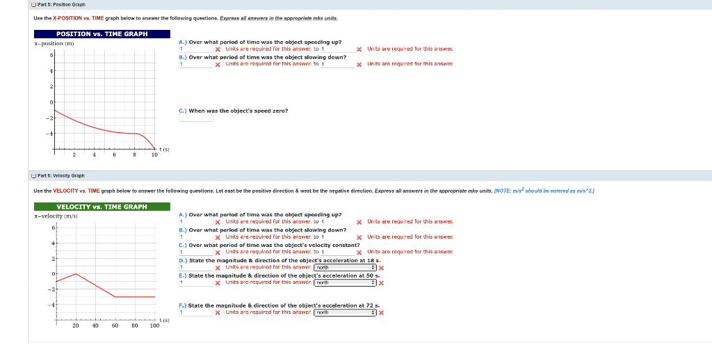 Solved Uee the X-POSITION ve. TIME graph below to answer the | Chegg.com