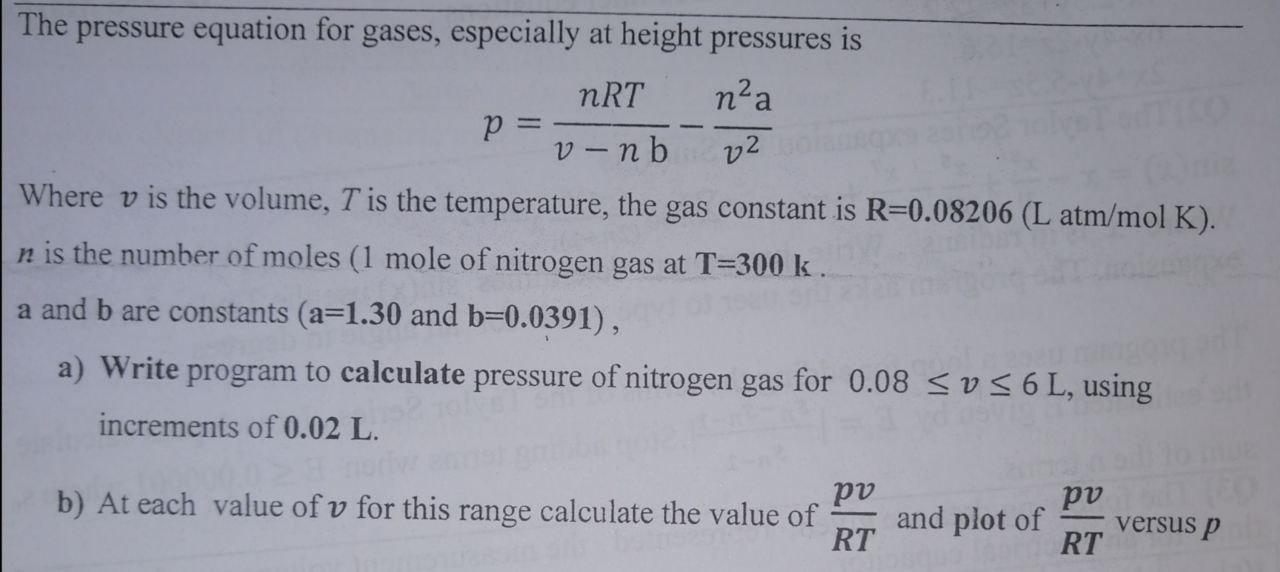 Solved The pressure equation for gases, especially at height | Chegg.com