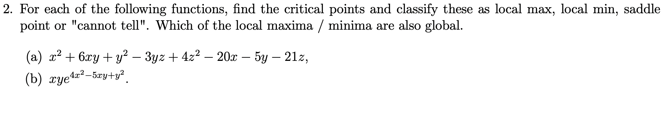 Solved 2. For each of the following functions, find the | Chegg.com