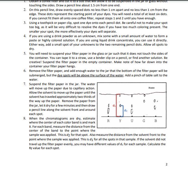 In today's experiment, paper chromatography will be | Chegg.com