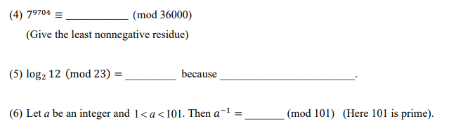 Solved (4) 79704 = (mod 36000) (Give the least nonnegative | Chegg.com