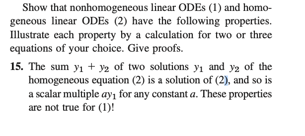 Solved Show that nonhomogeneous linear ODEs (1) and homo- | Chegg.com
