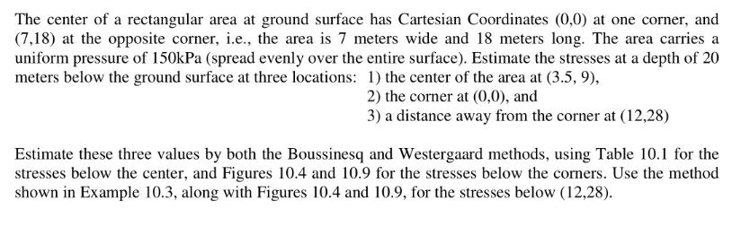 Solved The center of a rectangular area at ground surface | Chegg.com