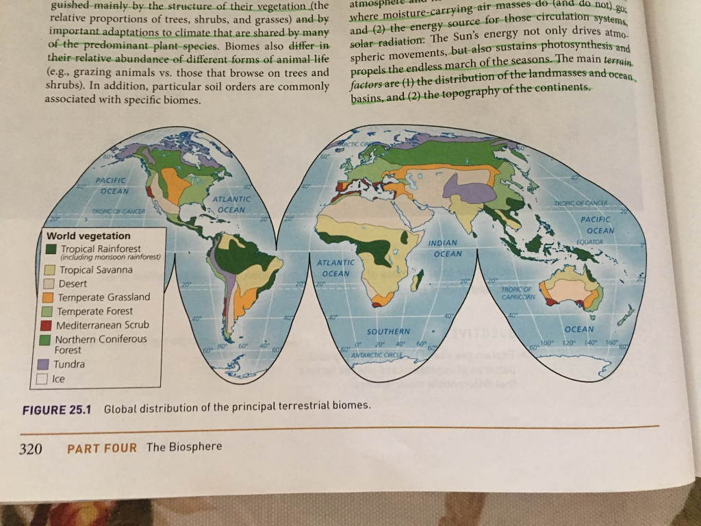 Solved 1. Referring to the map of global biomes, find | Chegg.com
