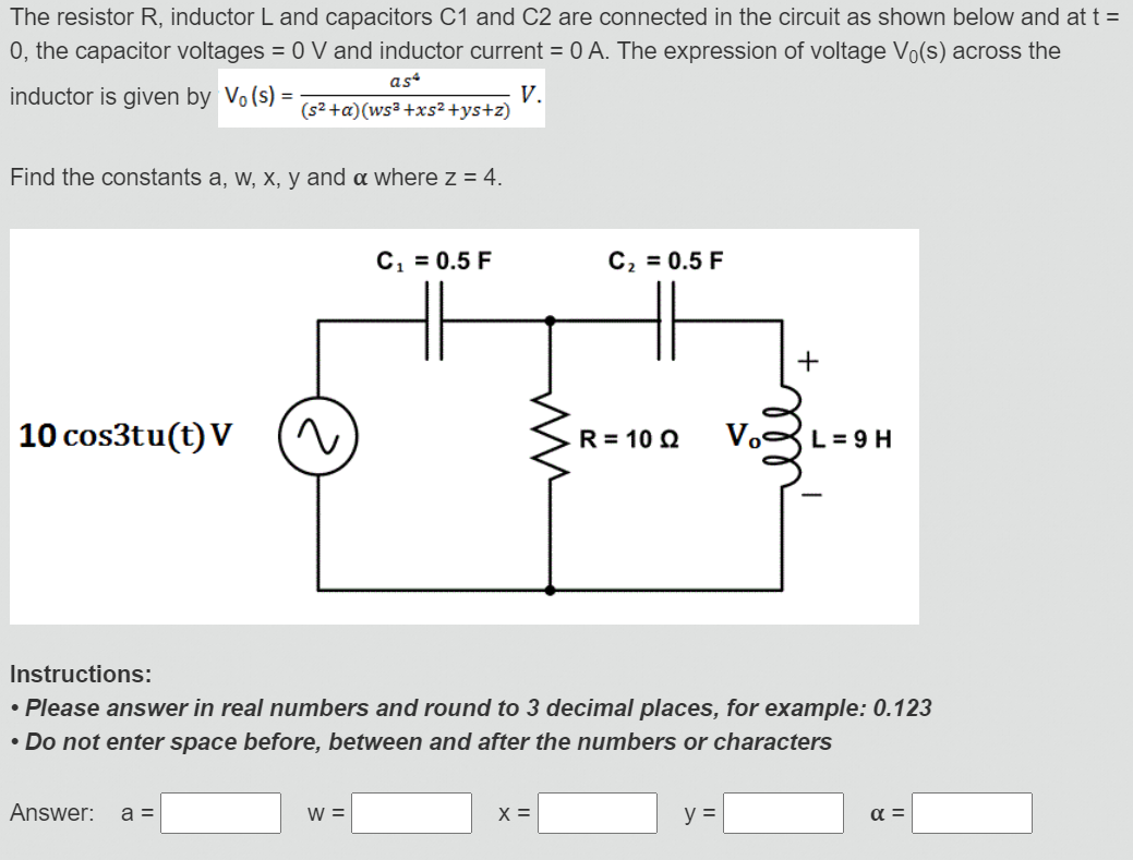 Solved The resistor R, inductor L and capacitors C1 and C2 | Chegg.com