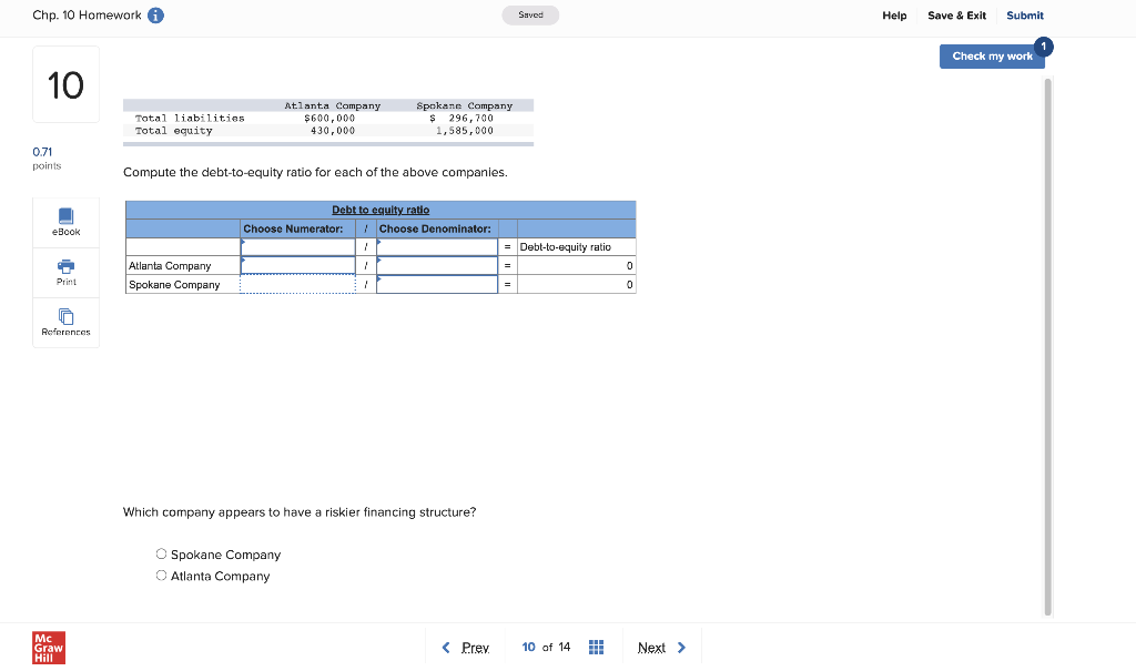 Solved Chp. 10 Homework i Saved Help Save & Exit Submit | Chegg.com