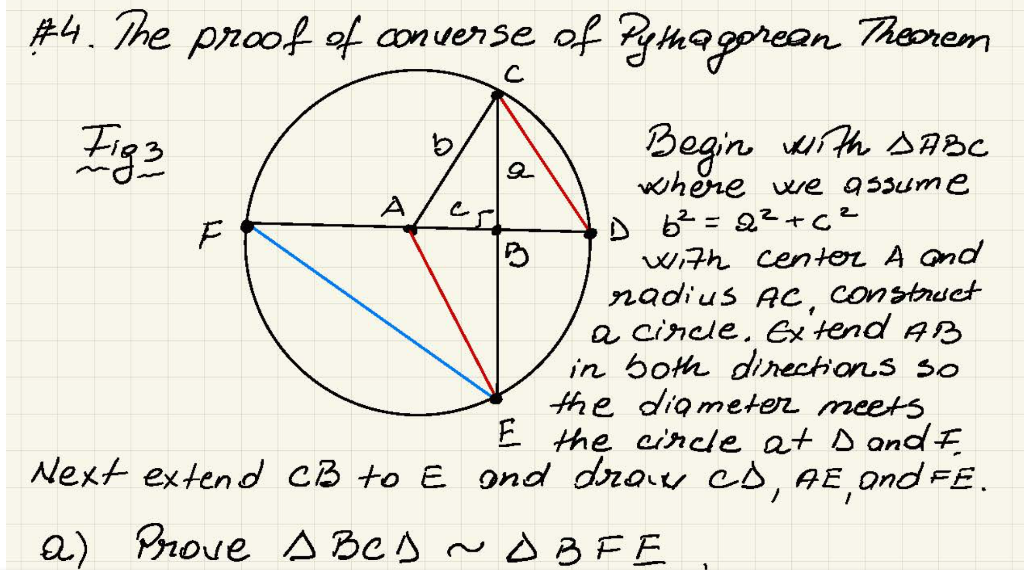 Solved #4. The proof of converse of Pythagorean Theorem с C | Chegg.com