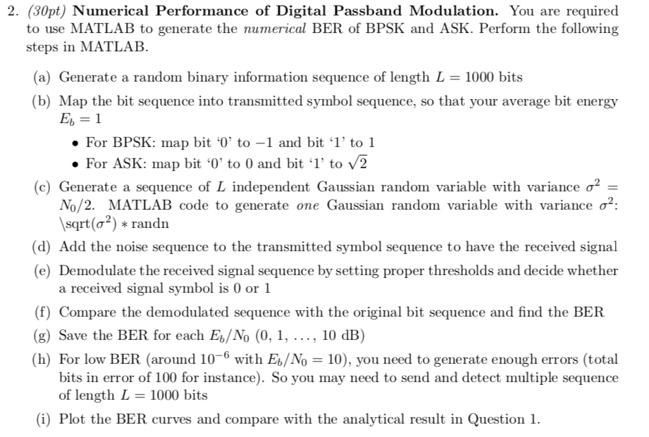 Solved 2 30pt Numerical Performance Of Digital Passband