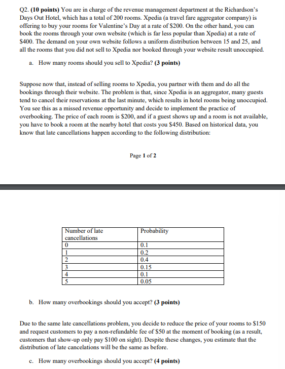 Solved Q2. (10 ﻿points) ﻿You are in charge of the revenue | Chegg.com
