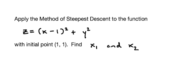 Solved Apply the Method of Steepest Descent to the function | Chegg.com