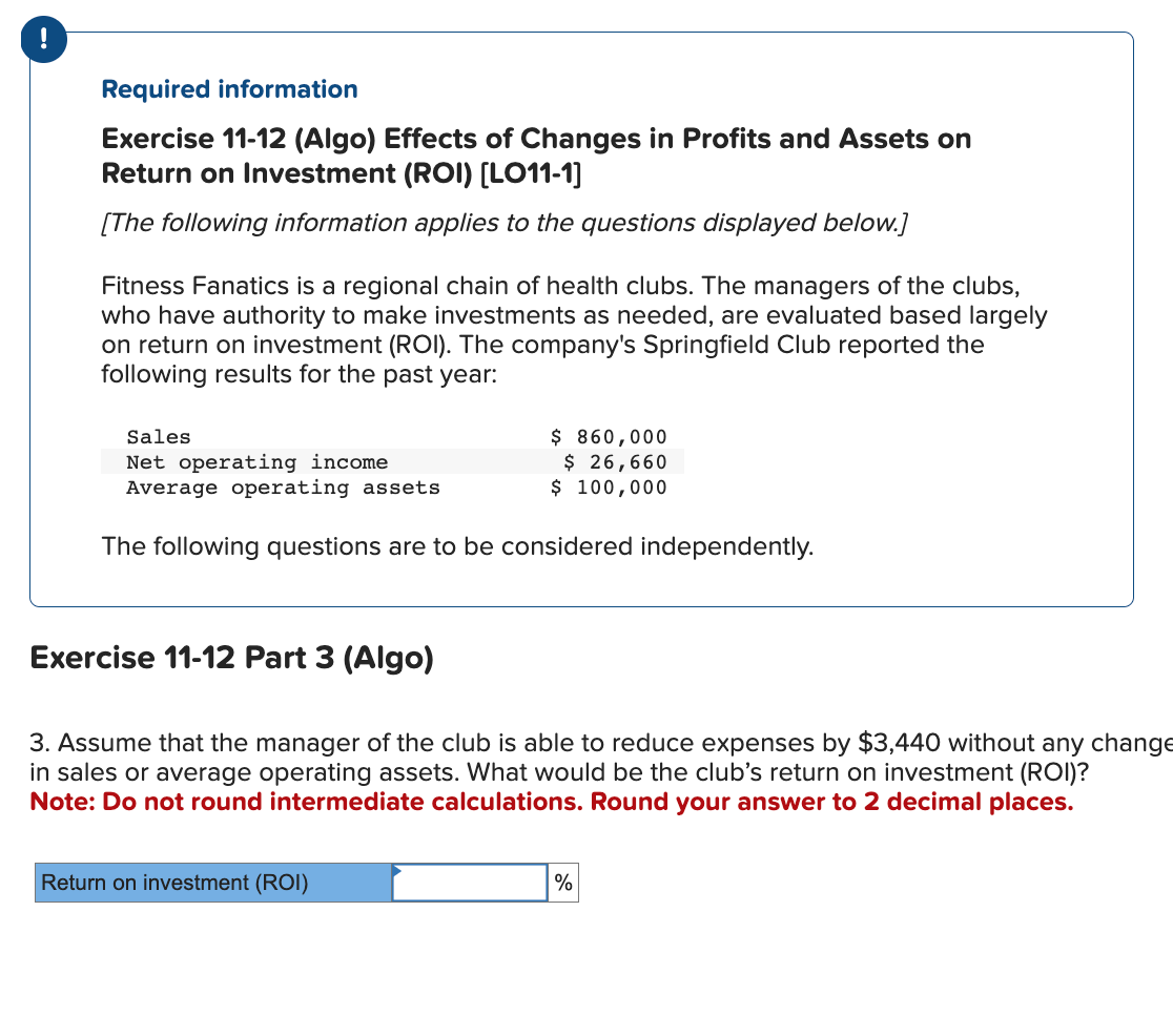 Solved Exercise 11-12 (Algo) Effects of Changes in Profits | Chegg.com