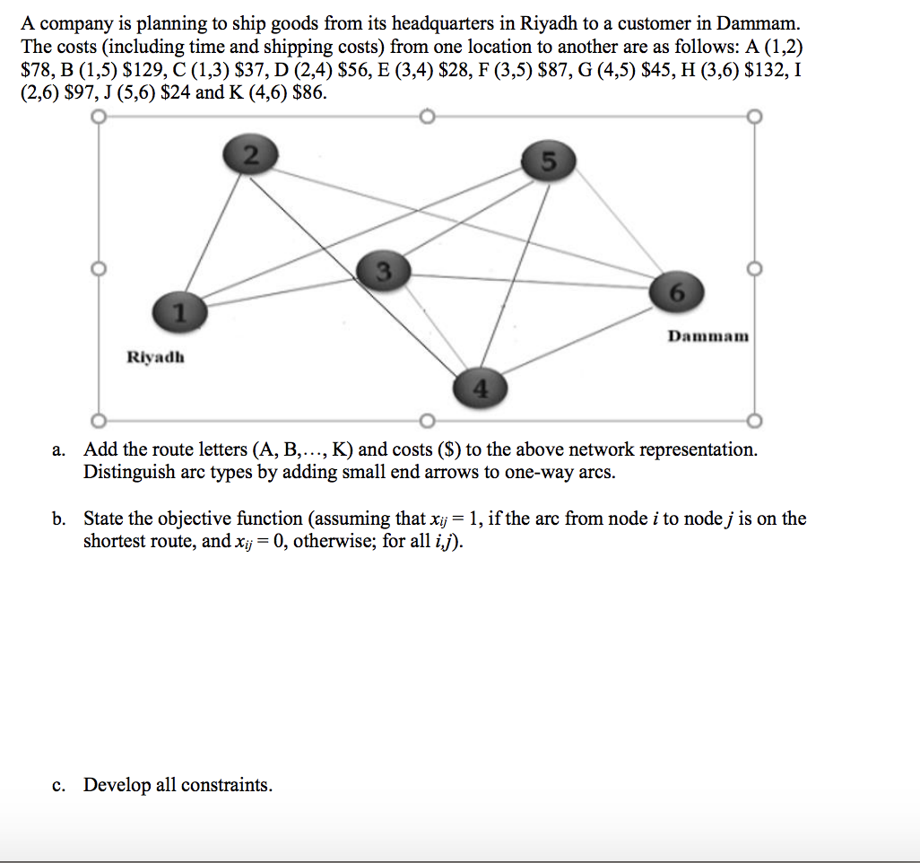 Solved A company is planning to ship goods from its | Chegg.com