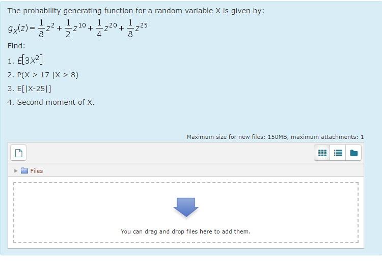 Solved The probability generating function for a random | Chegg.com