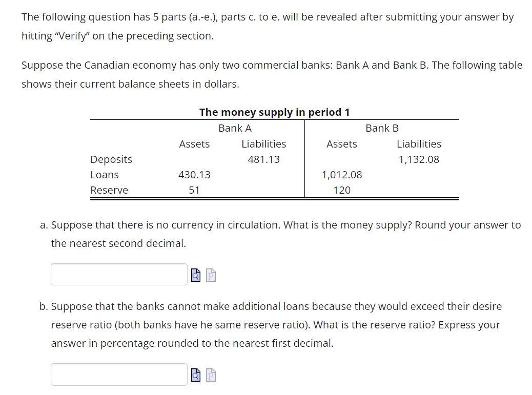 Solved The following question has 5 parts (a.-e.), parts c. | Chegg.com
