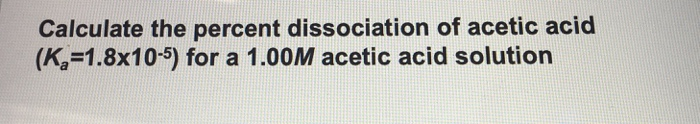 Solved Calculate the percent dissociation of acetic acid | Chegg.com