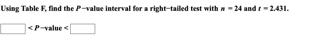 Solved Using Table F, find the P-value interval for a | Chegg.com