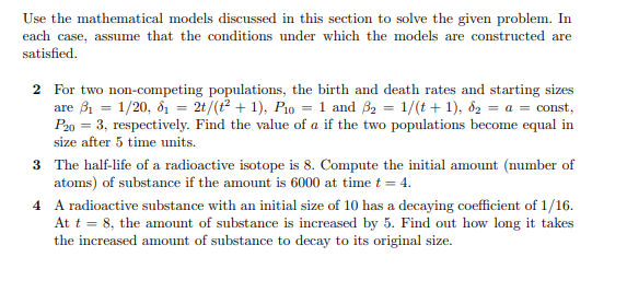 Solved Use the mathematical models discussed in this section | Chegg.com