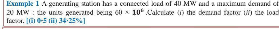 Solved Example 1 A generating station has a connected load | Chegg.com