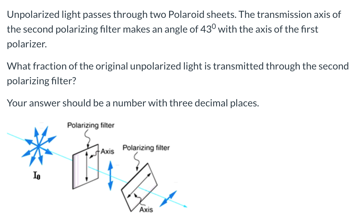 Solved Unpolarized light passes through two Polaroid sheets. | Chegg.com