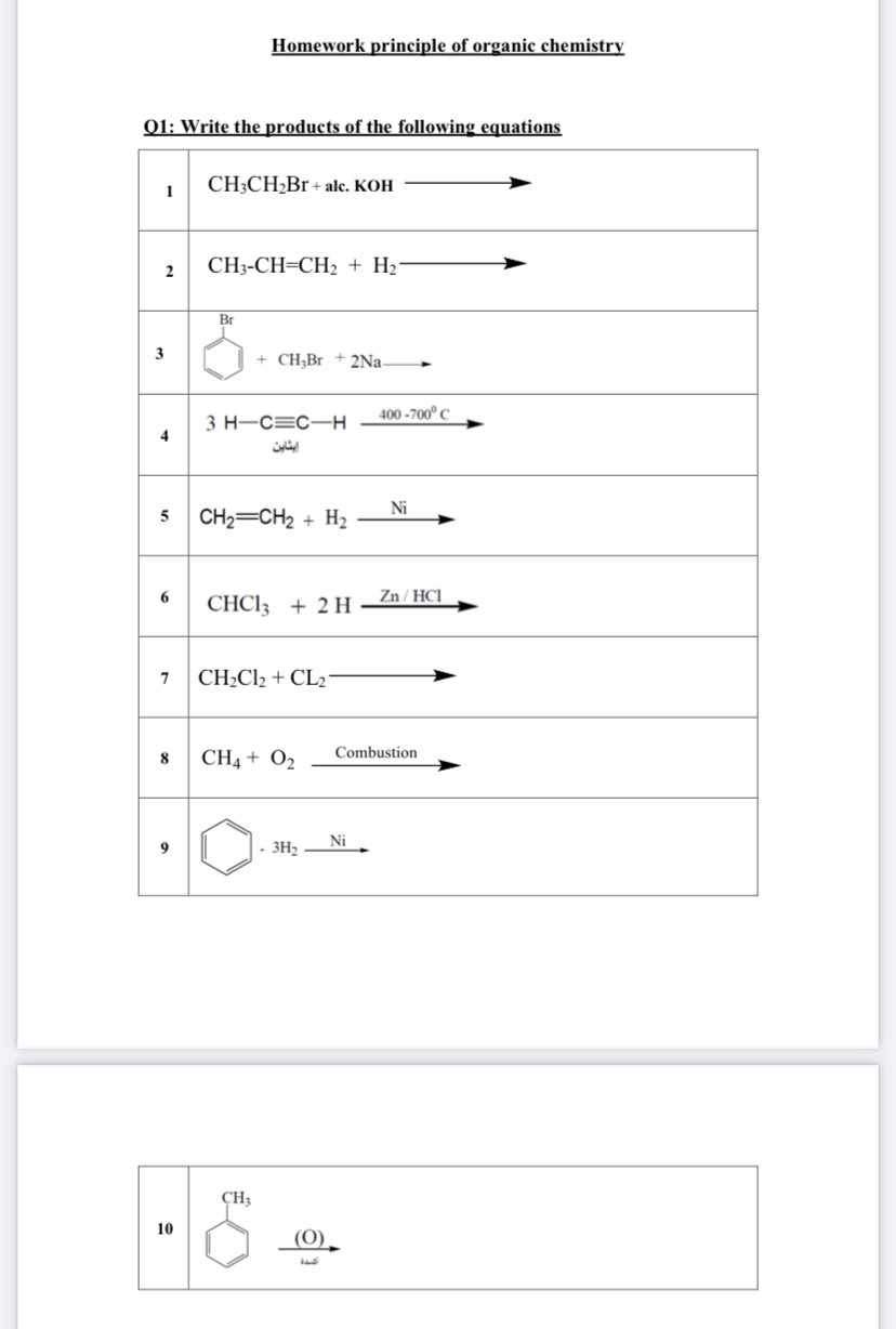 Solved Homework principle of organic chemistry | Chegg.com