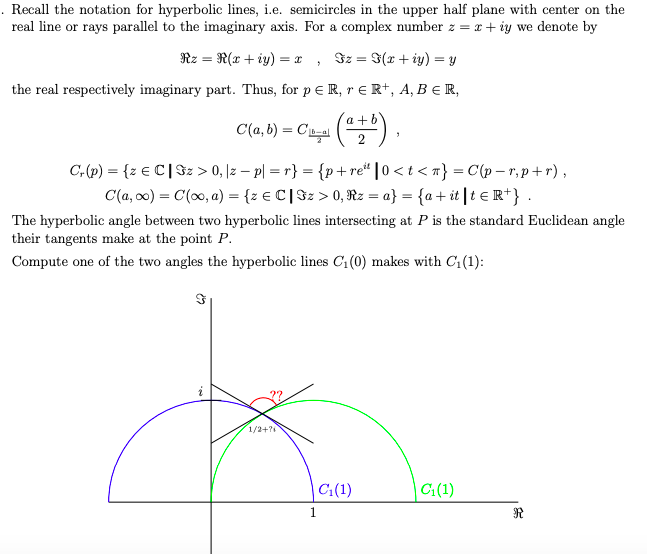 Solved 2= B-a . Recall the notation for hyperbolic lines, | Chegg.com