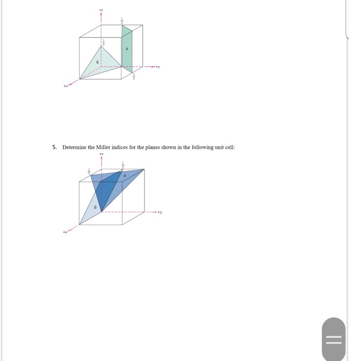 Solved - - 5. Determine the Miller indices for the planes | Chegg.com
