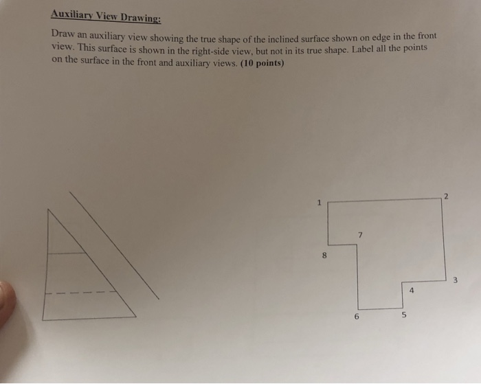 Solved Auxiliary View Drawing raw an auxiliary view showing | Chegg.com