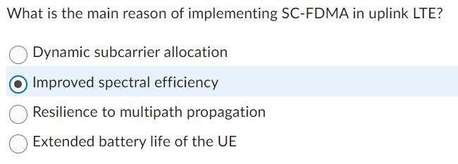 Solved What Is The Main Reason Of Implementing Sc Fdma In