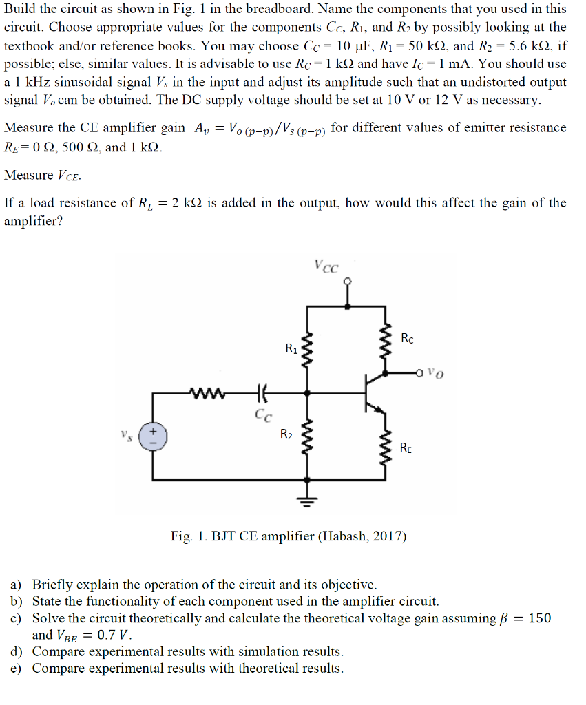 Solved Build the circuit as shown in Fig. 1 in the | Chegg.com