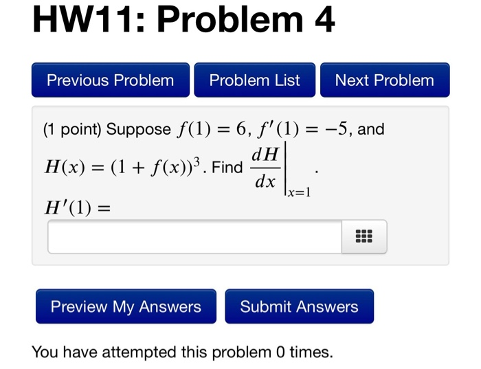 Solved HW11: Problem 4 Previous Problem Problem List Next | Chegg.com