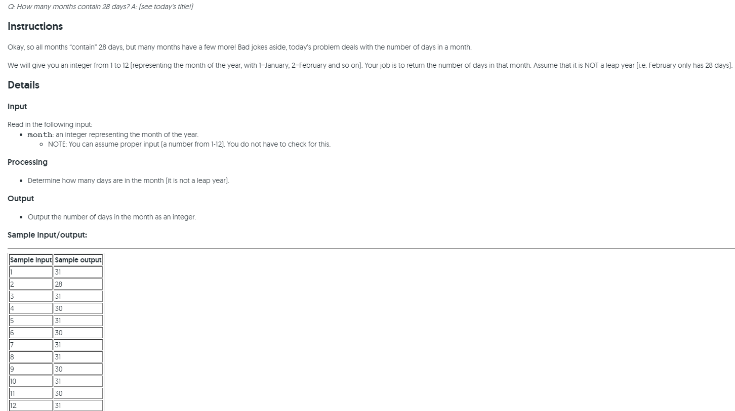 Solved Q: How many months contain 28 days? A: (see today's | Chegg.com