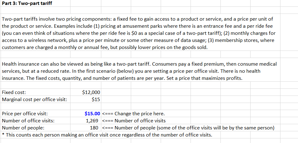 Part 3: Two-part tariff Two-part tariffs involve two | Chegg.com