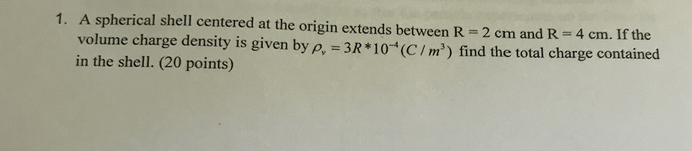 Solved A spherical shell centered at the origin extends | Chegg.com