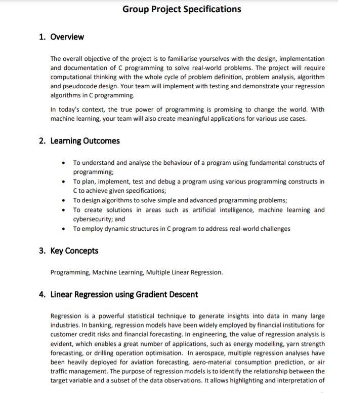 Group Project Specifications 1. Overview The overall | Chegg.com