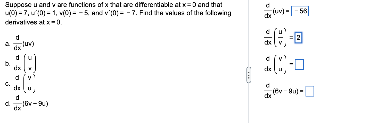 Solved Suppose u and v are functions of x that are | Chegg.com