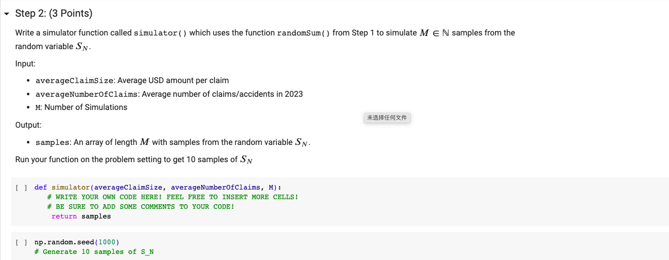 Solved [ ] def MCsimulation(averageClaimSize, | Chegg.com