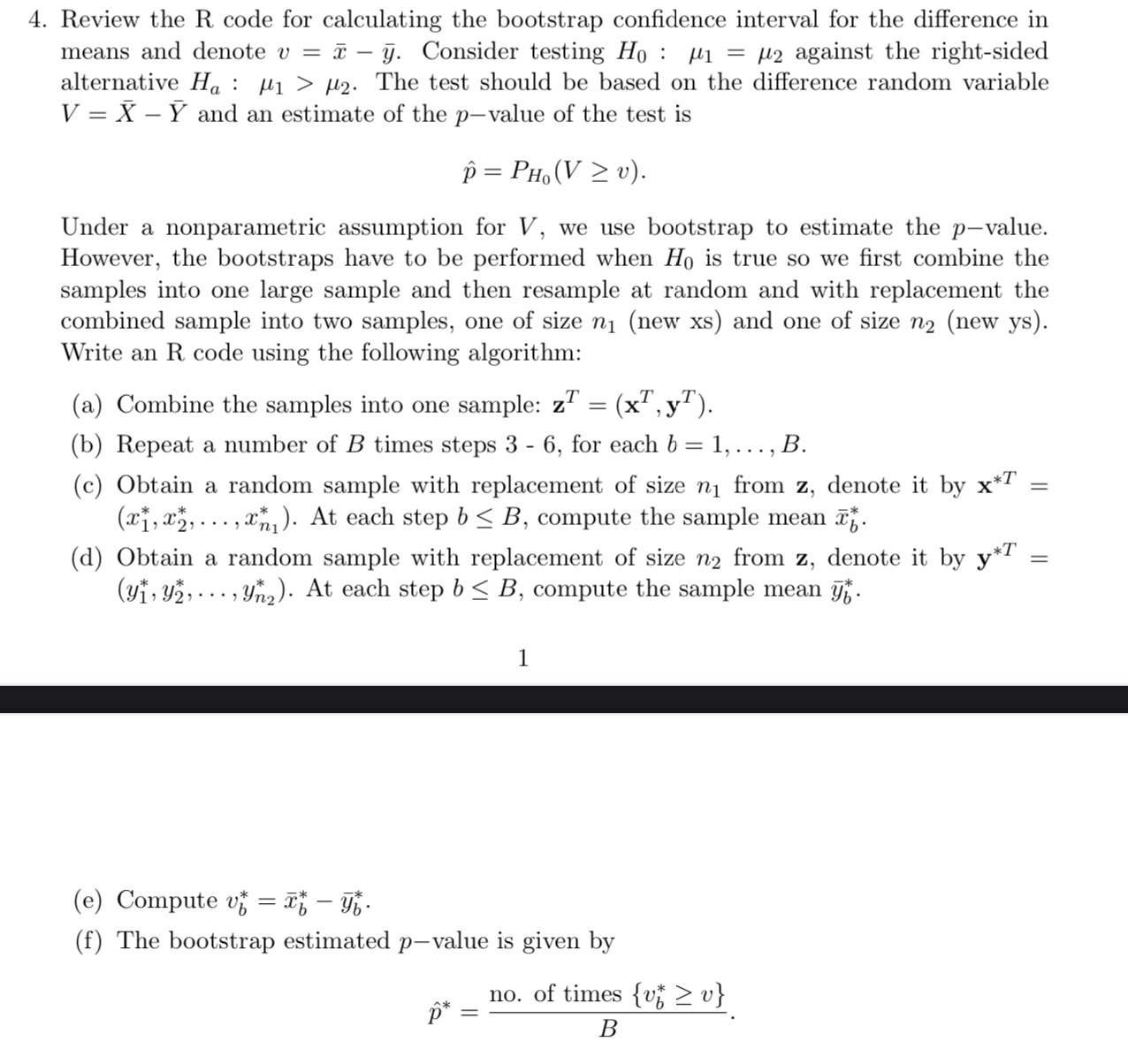 Solved Review the R code for calculating the bootstrap | Chegg.com