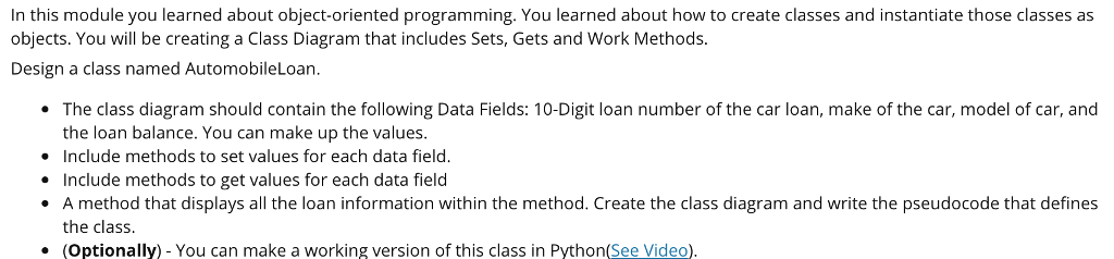 Solved In this module you learned about object-oriented | Chegg.com