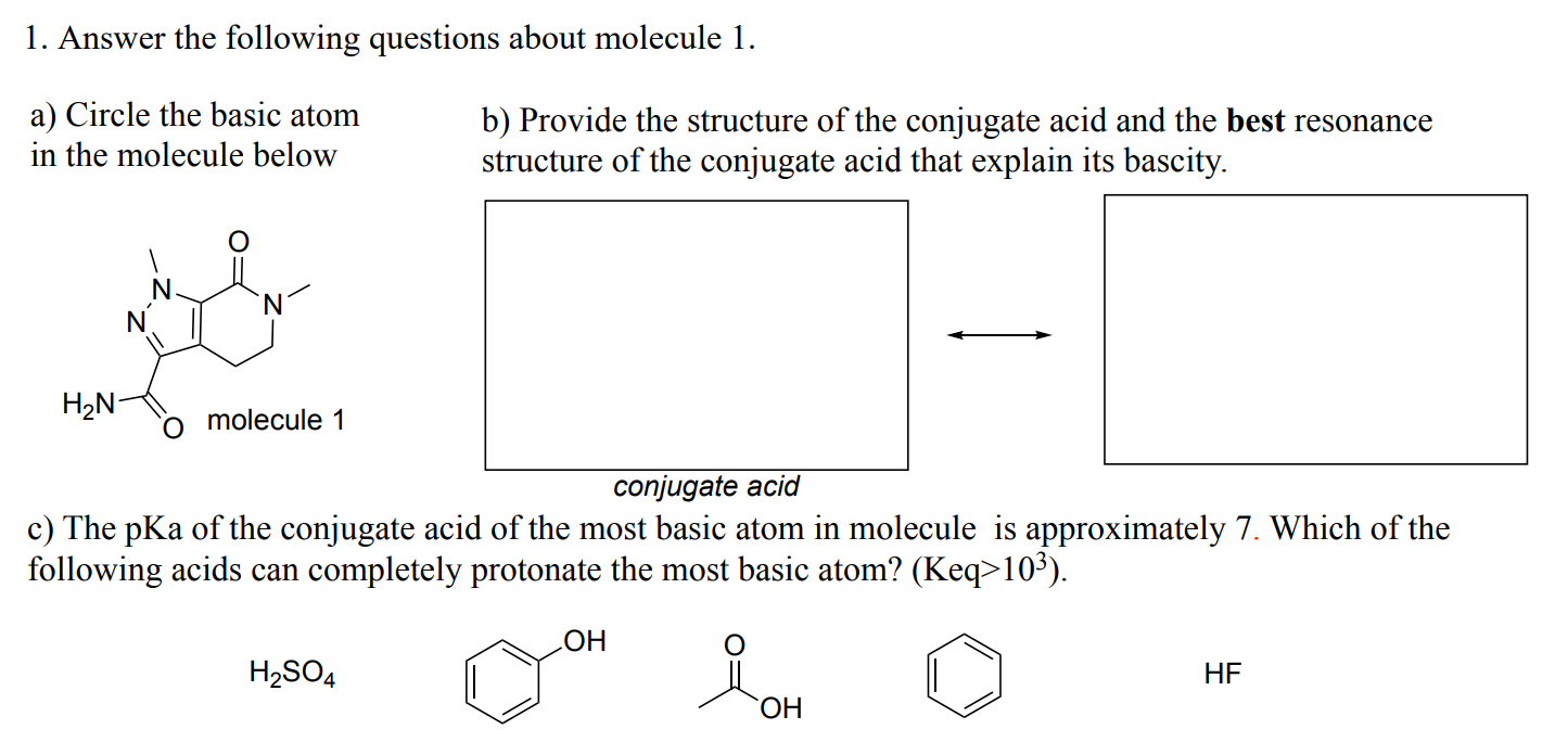 Solved 1. Answer the following questions about molecule 1. | Chegg.com