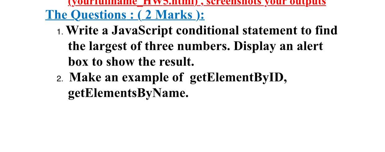 Solved ashot The Questions : (2 Marks): 1. Write a | Chegg.com