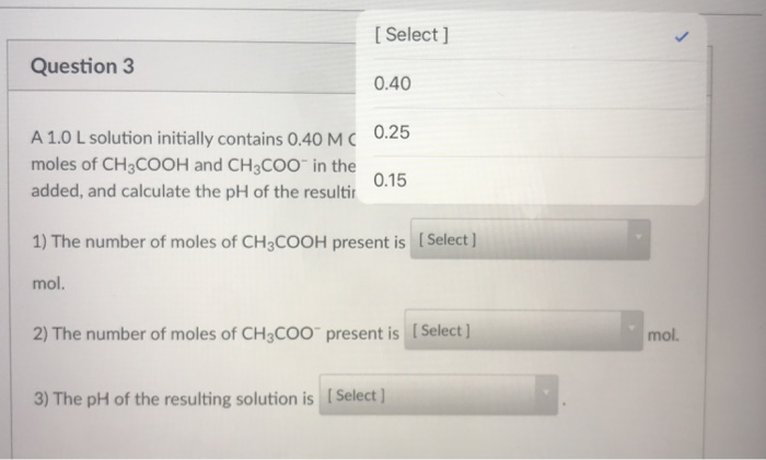 Solved A 1.0 L solution initially contains 0.40 M CH3COOH. | Chegg.com