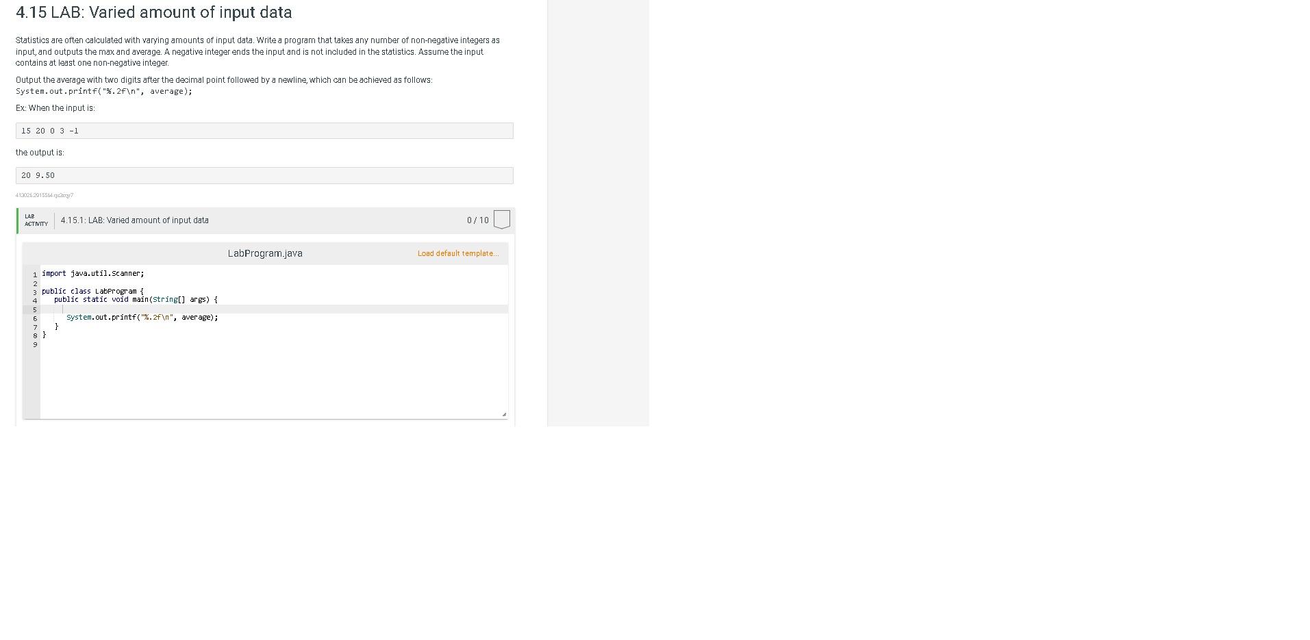 Solved 4 15 Lab Varied Amount Of Input Data Statistics Are