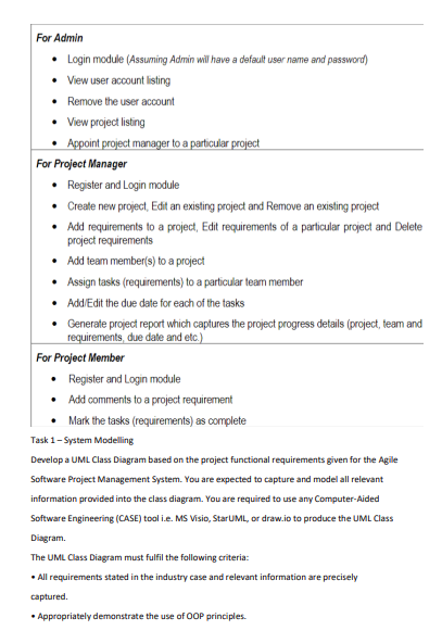 For Admin • Login module (Assuming Admin will have a | Chegg.com